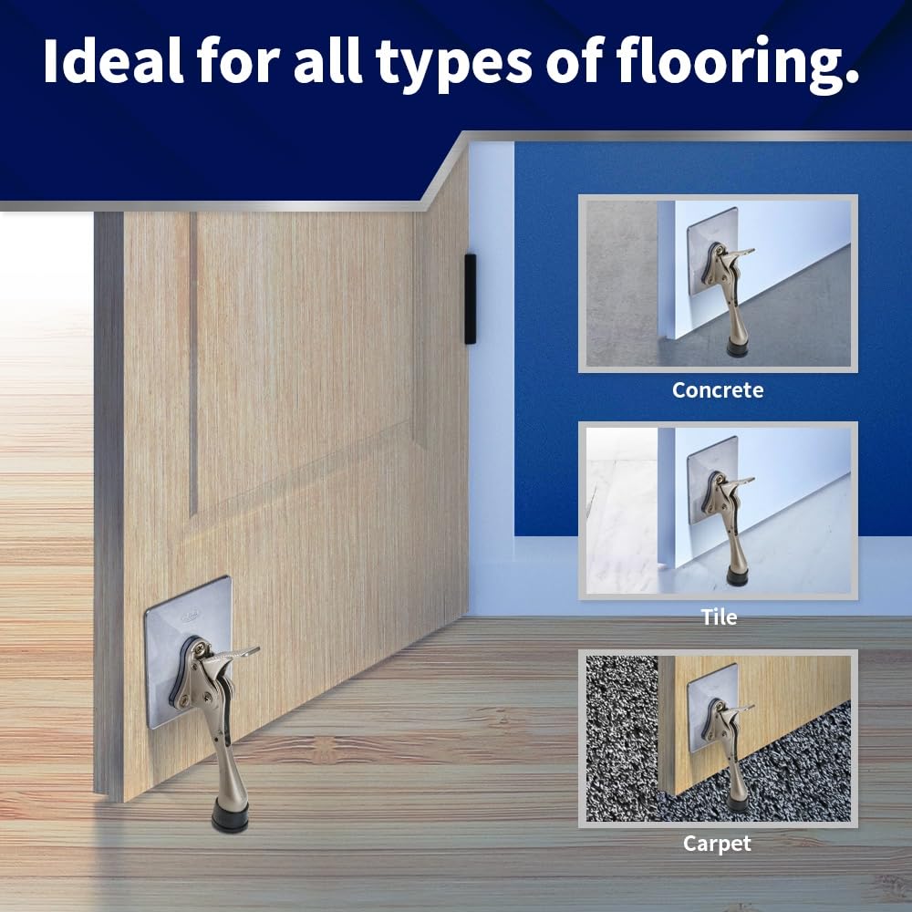 Snapklik.com : HOME&I Kick Down Door Stopper, Adjustable 4" Door Stop