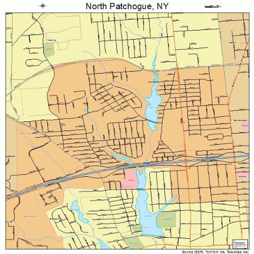Large Street & Road Map of North Patchogue, New York NY - Printed ...