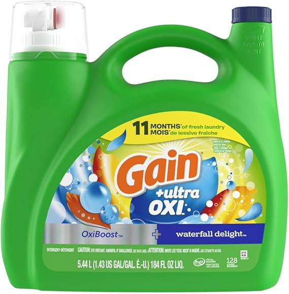 Amazon.com: Gain Ultra Oxi Liquid Laundry Detergent, 128 loads, 184 fl ...