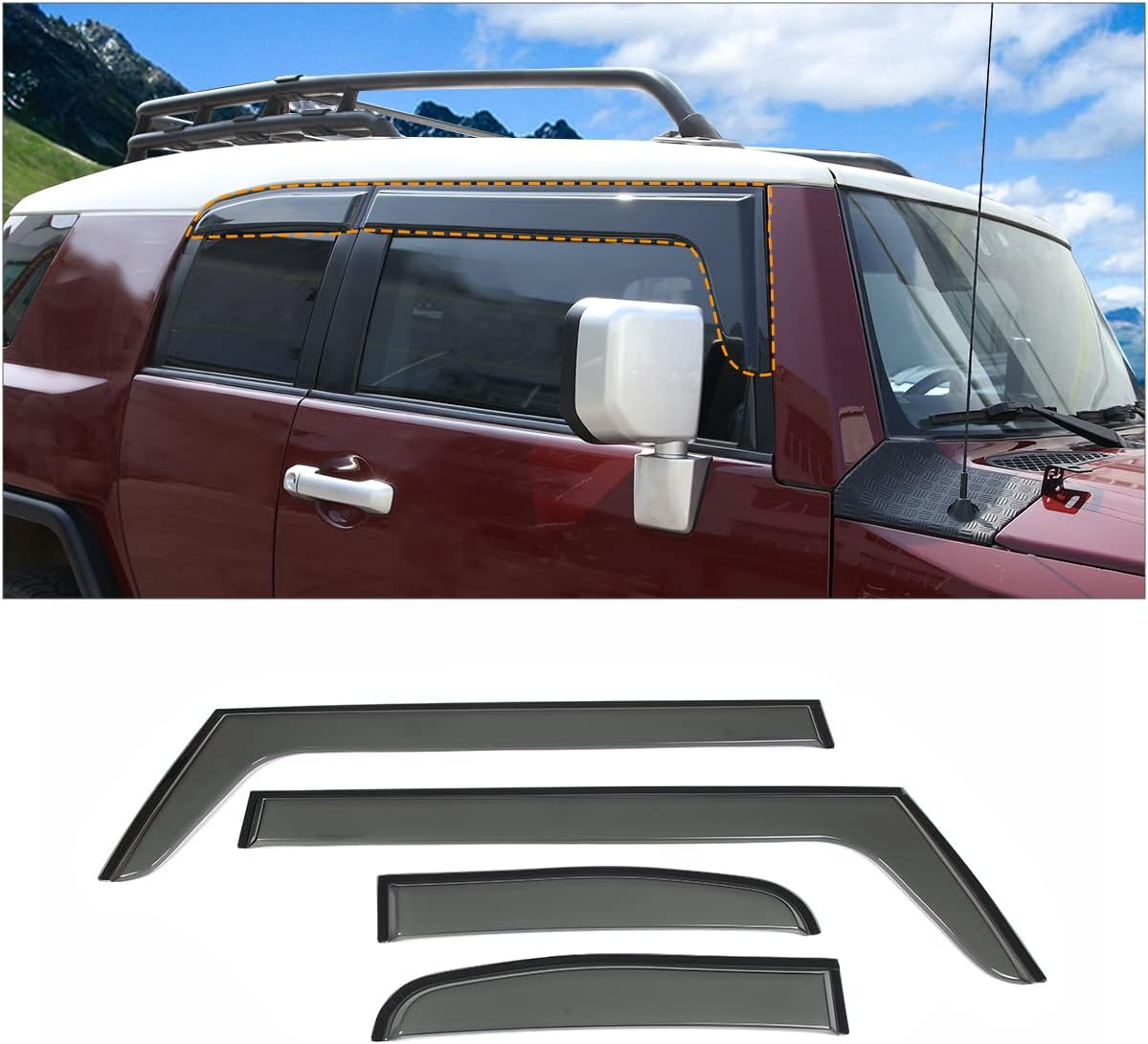 Amazon.com: MUYQAVMZD 4Pcs Sun Wind Deflectors Vent Visor Side Window ...