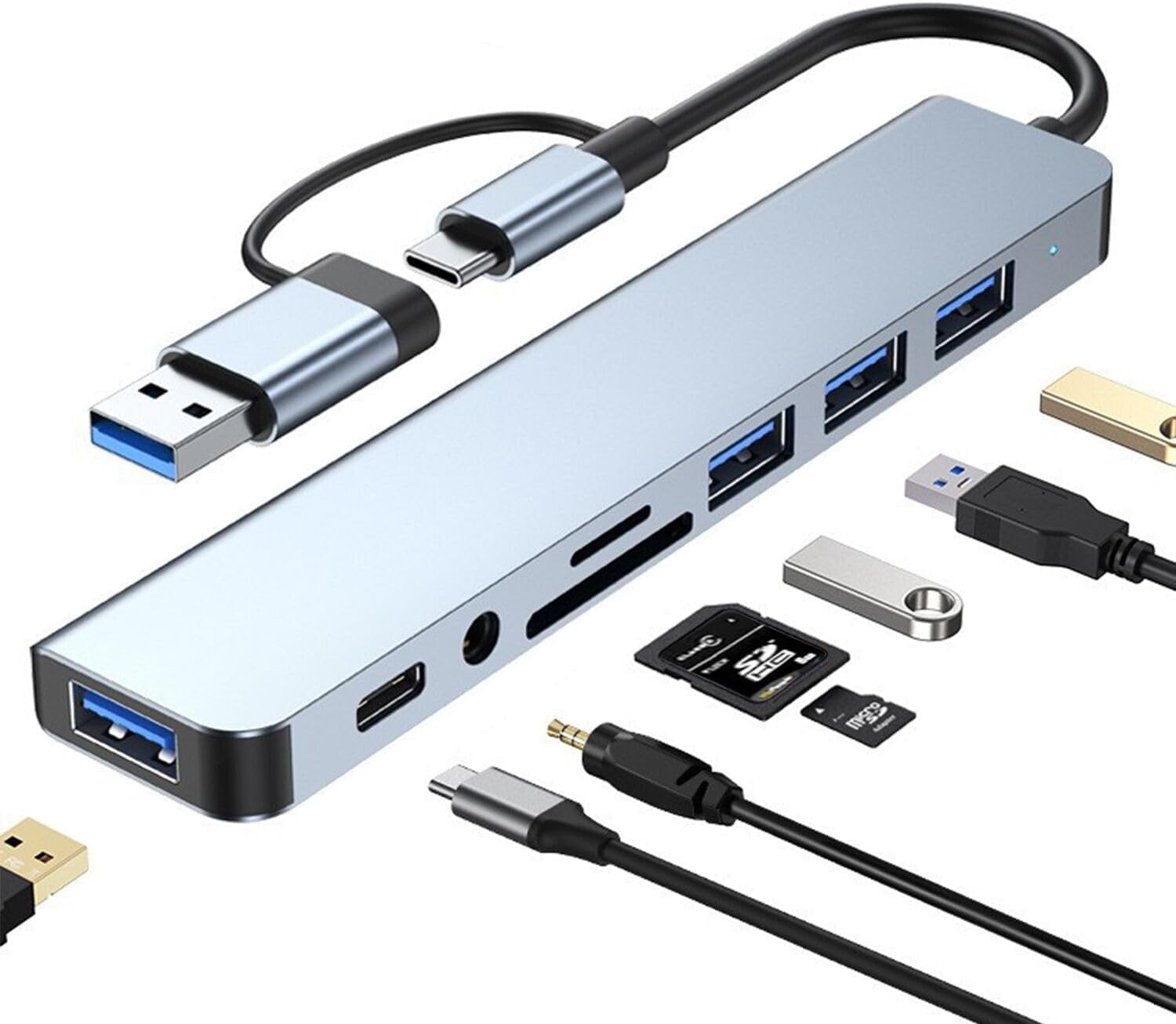 Amazon.com: Heendzoo USB Hub of PC,USB C Hub 8 in 1 USB Extender with 4 ...