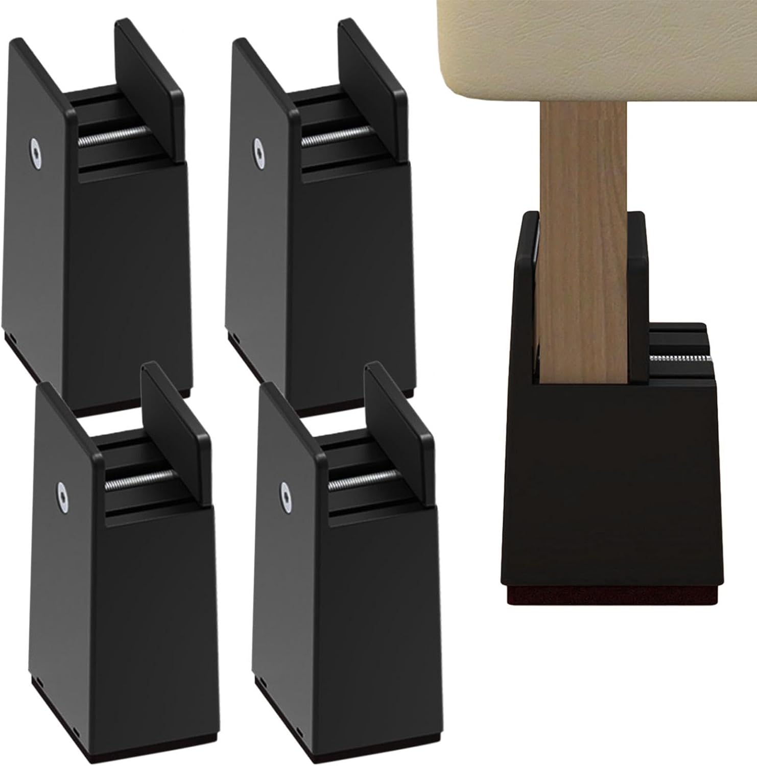 Divono Rehausseur Pieds de Lit Reglable de 4 Pouces,Rehausseurs de ...