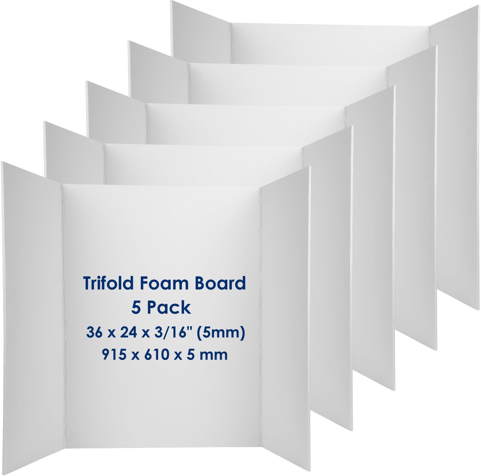 Amazon.com : Trifold Poster Board Foam Core 24 x 36 x 3/16"(5mm) - 5 ...