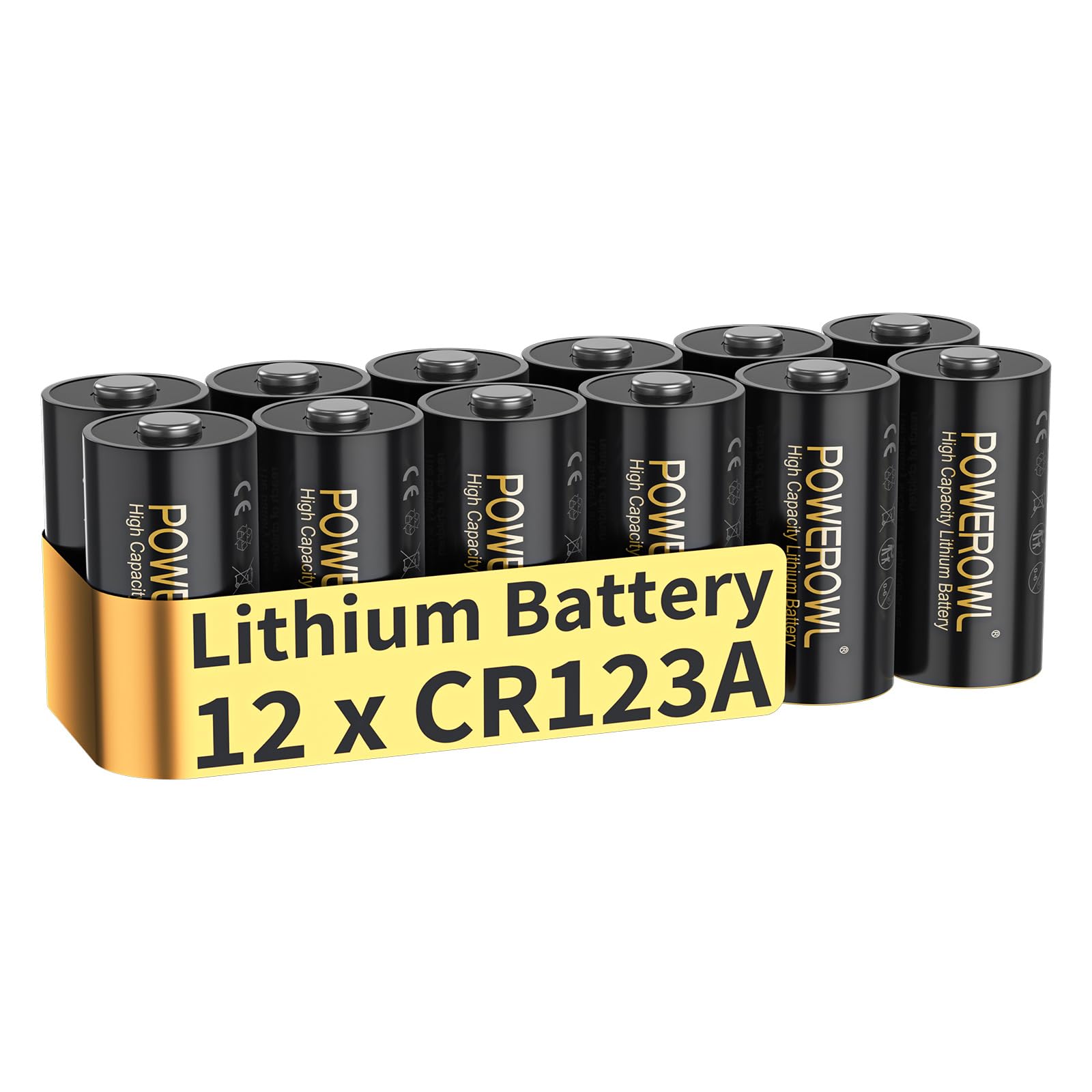 POWEROWL 12-Pack of CR123A 3V Lithium Battery, CR123A Batteries (CR123 ...