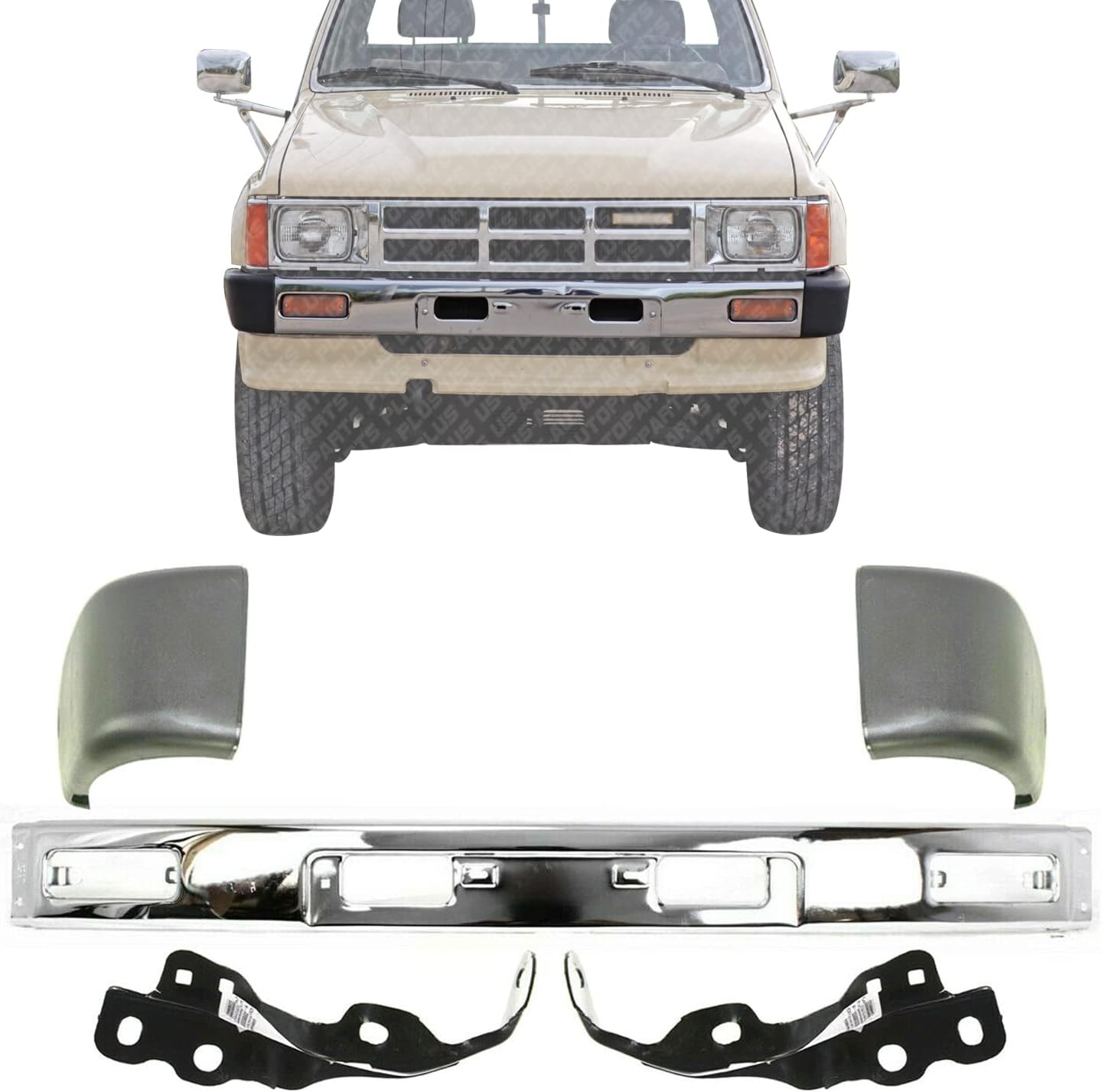 Amazon.com: US AUTO PARTS PLUS New Front Bumper Chrome + End Caps ...