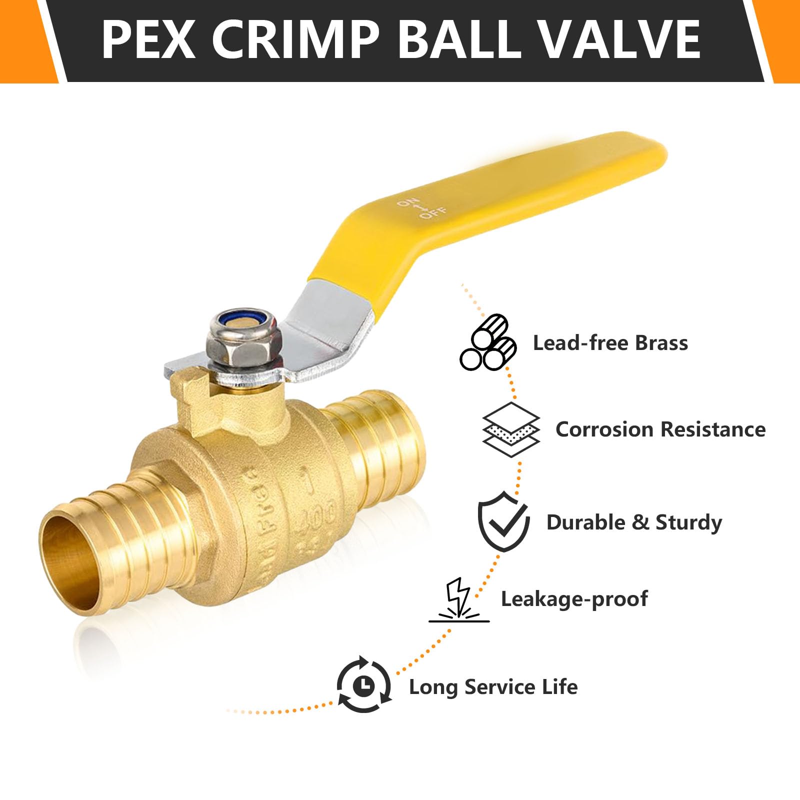 Snapklik.com : 10-PCs PEX Ball Valves, 3/4-Inch Brass Crimp Pex Valve ...