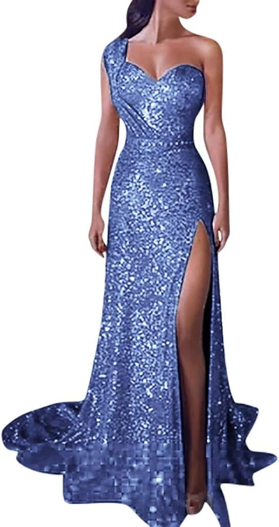 Dasongff Robe de Soirée pour Femmes Robe de Bal à Paillettes Col V ...