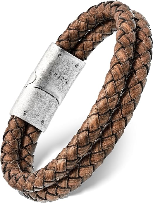 Amazon.com: RTZN® Brown Leather Bracelet for Men – Premium Artisan ...