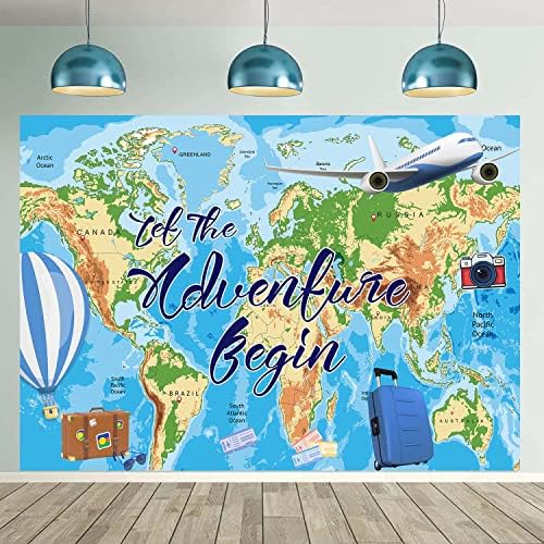 Amazon.com : WERNNSAI Bon Voyage Party Backdrop - 73'' X 43'' Travel ...