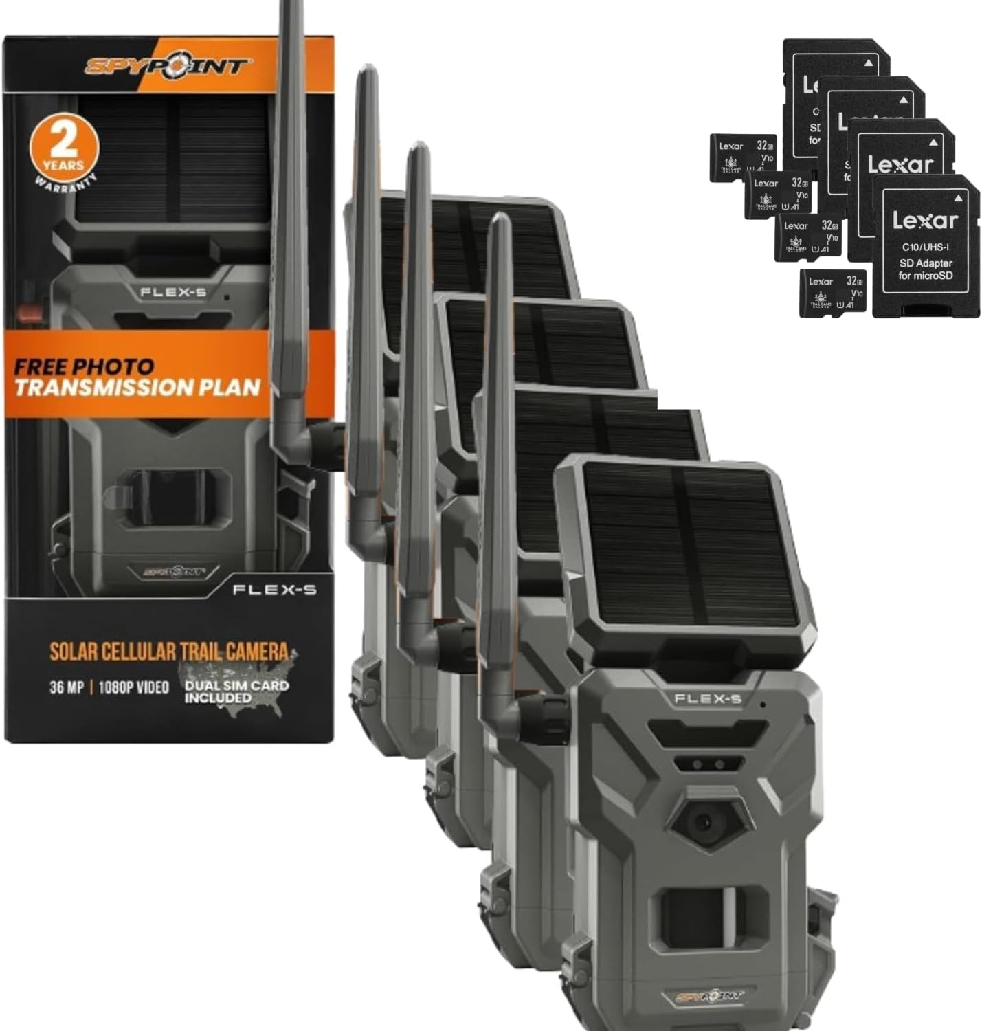 Amazon.com: SPYPOINT Flex-S Solar Cellular Trail Camera (4 PK ...