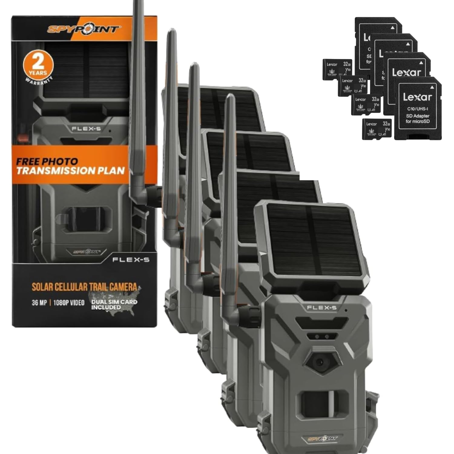 Amazon.com: SPYPOINT Flex-S Solar Cellular Trail Camera (4 PK ...