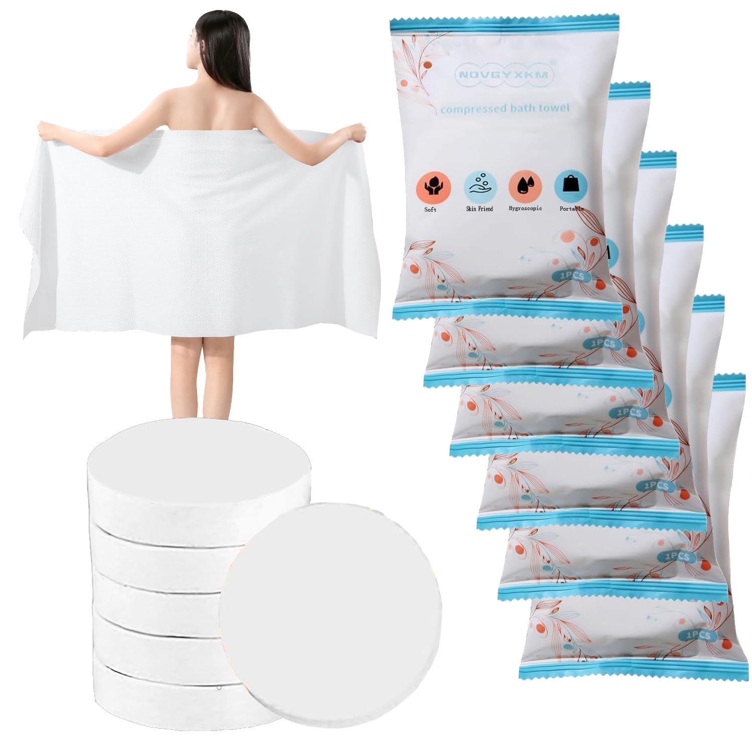Amazon.com: NOVGYXKM 6 Packs Large Compressed Towel 56'' x 28 ...