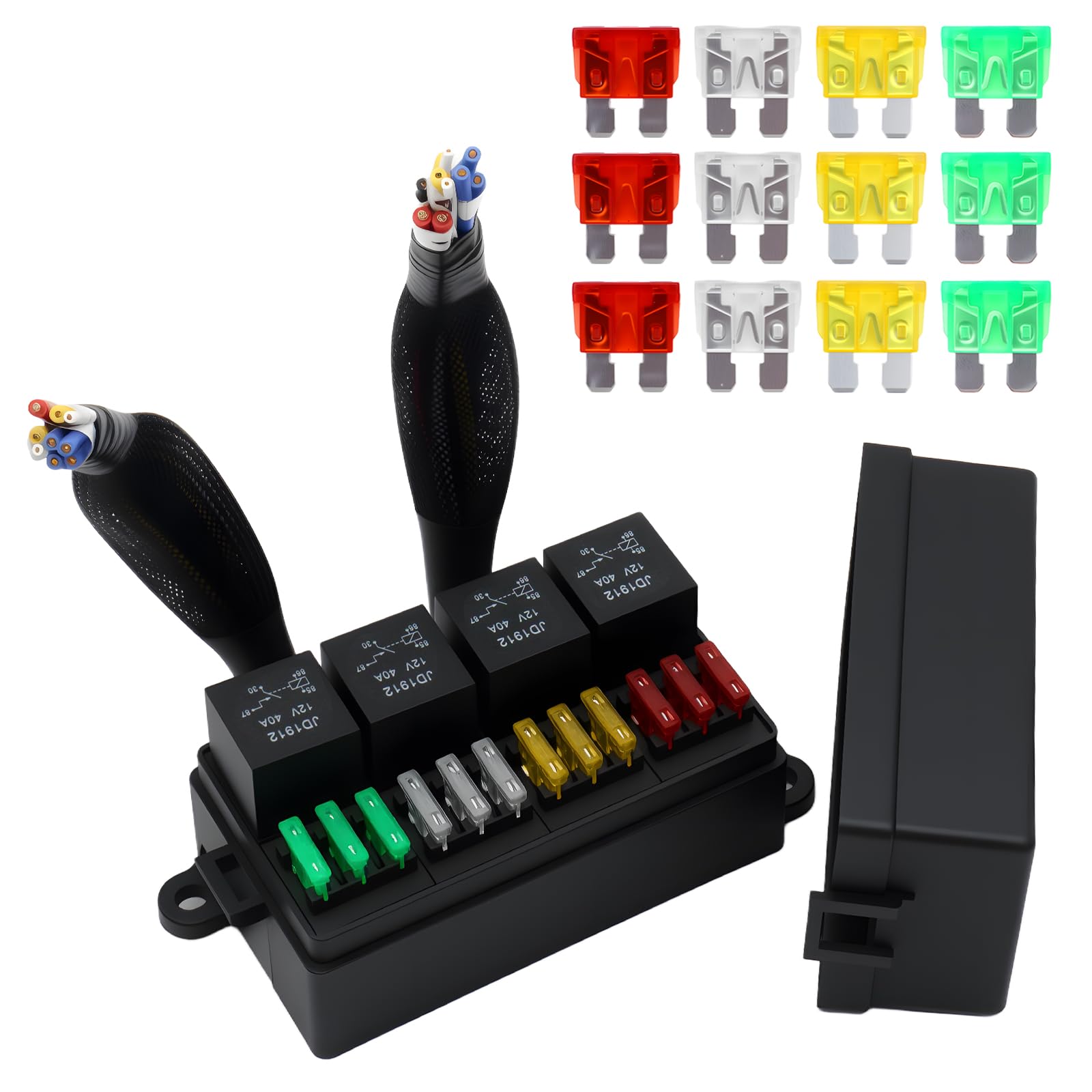 Snapklik.com : TOMSHIELE 12V Relay Box, 4 Relays And 24 Way ATC/ATO ...