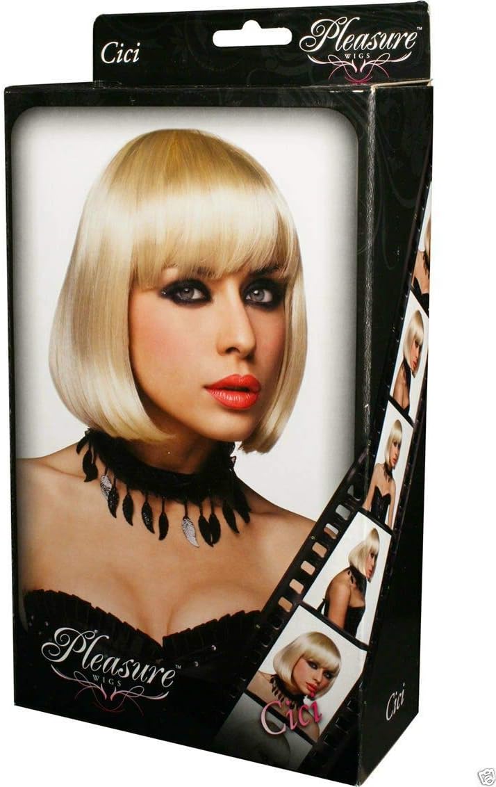 Amazon.com: Sexy Cici Wig Platinum Blonde Short w/Bangs - Human Like ...