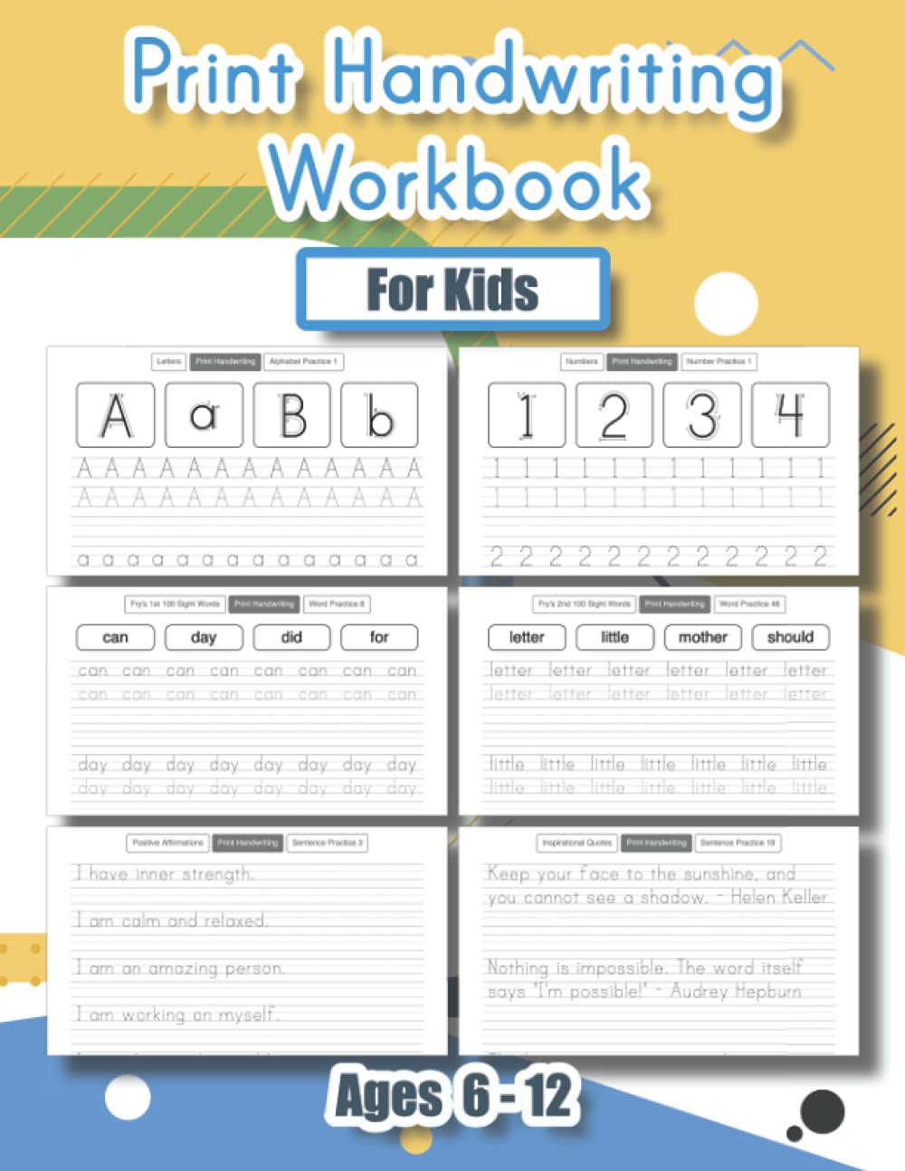 Buy Print Handwriting Workbook For Kids: Trace Letters, Numbers, Words ...