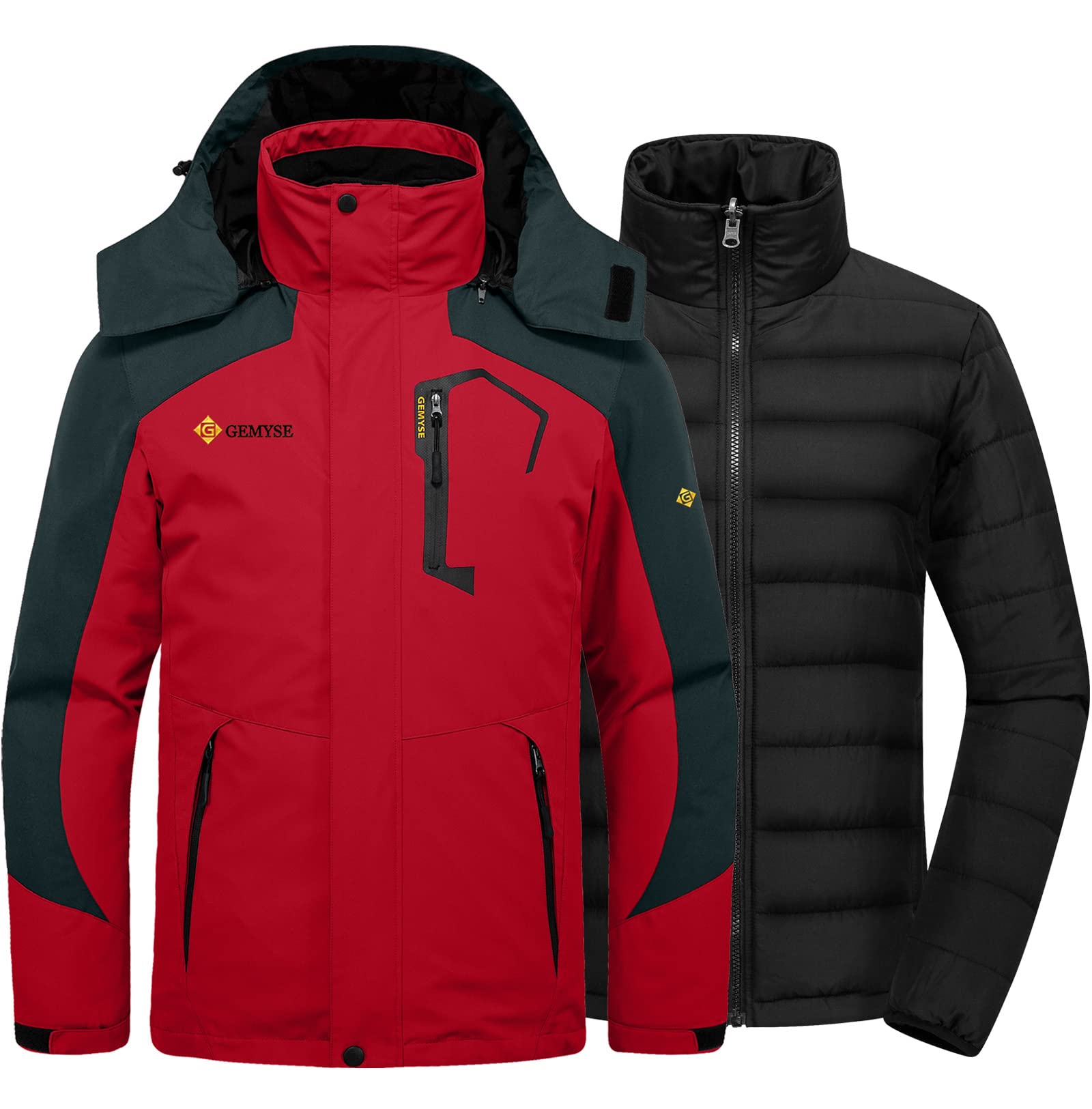 Snapklik.com : GEMYSE Mens Waterproof 3-in-1 Ski Snow Jacket Puffer ...
