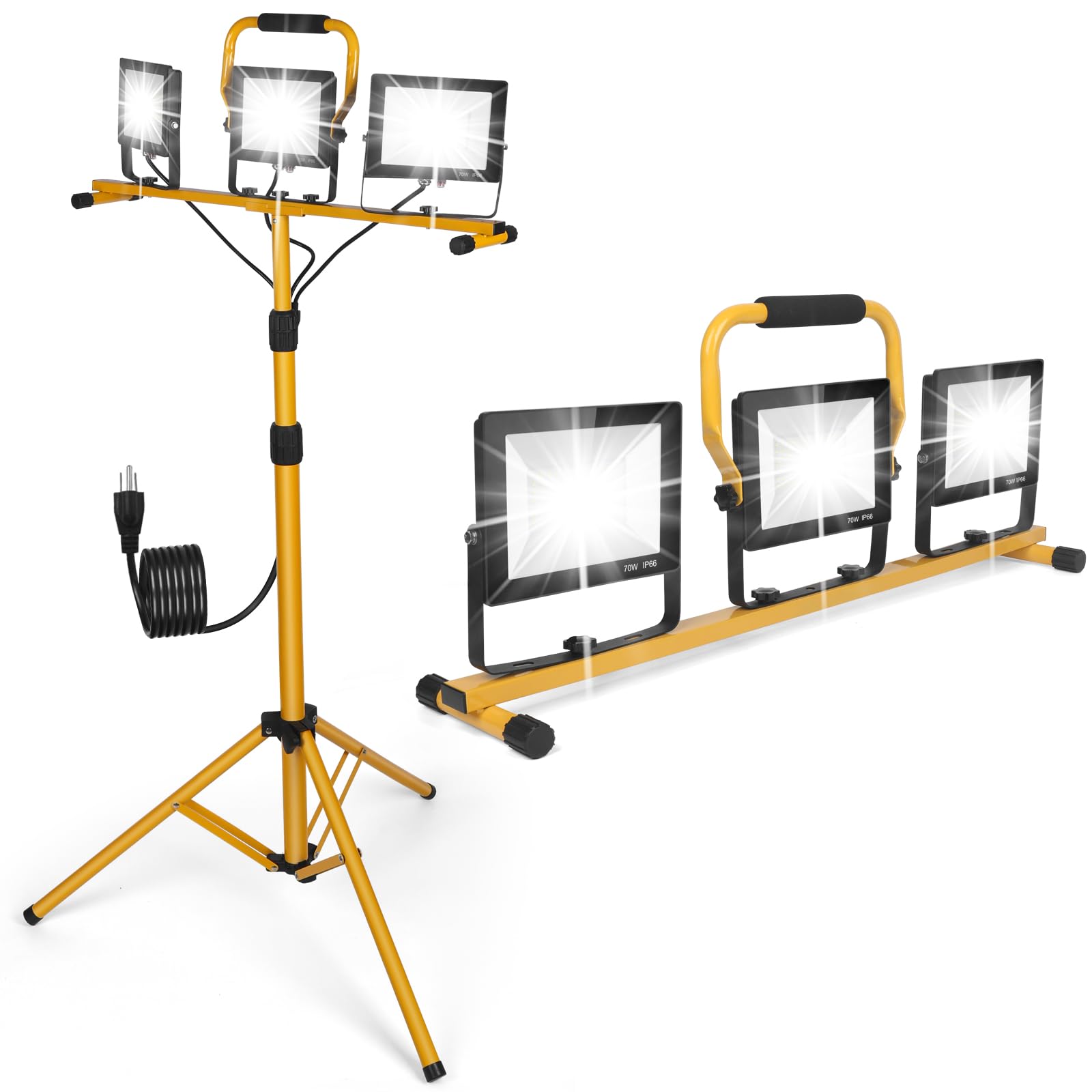 JDZKOMKE 21000Lumens LED Work Lights with Stand, 3 Adjustable Work Lamp ...