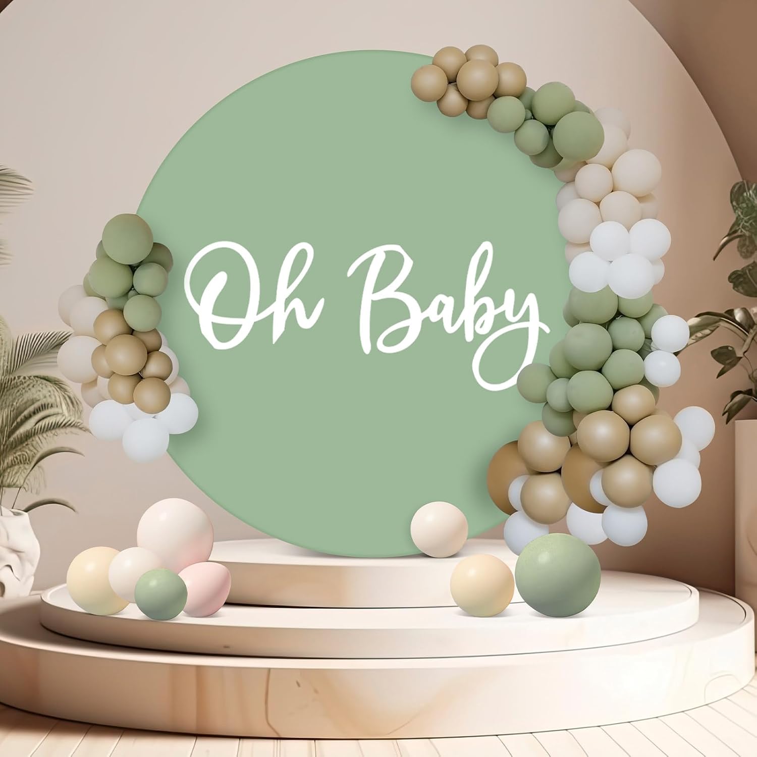 Amazon.com : 7.2 ft Sage Green Round Backdrop Baby Round Backdrop Cover ...