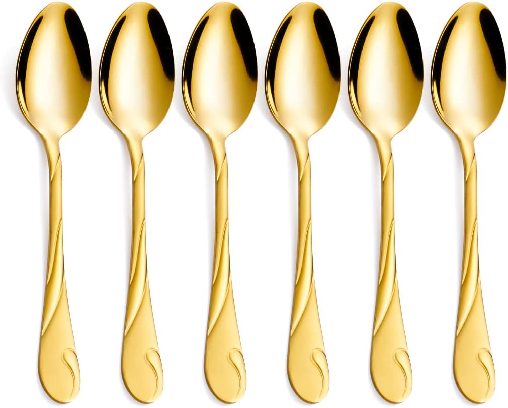 Amazon.com: ReaNea Gold Teaspoons Set of 12, Stainless Steel Dessert ...