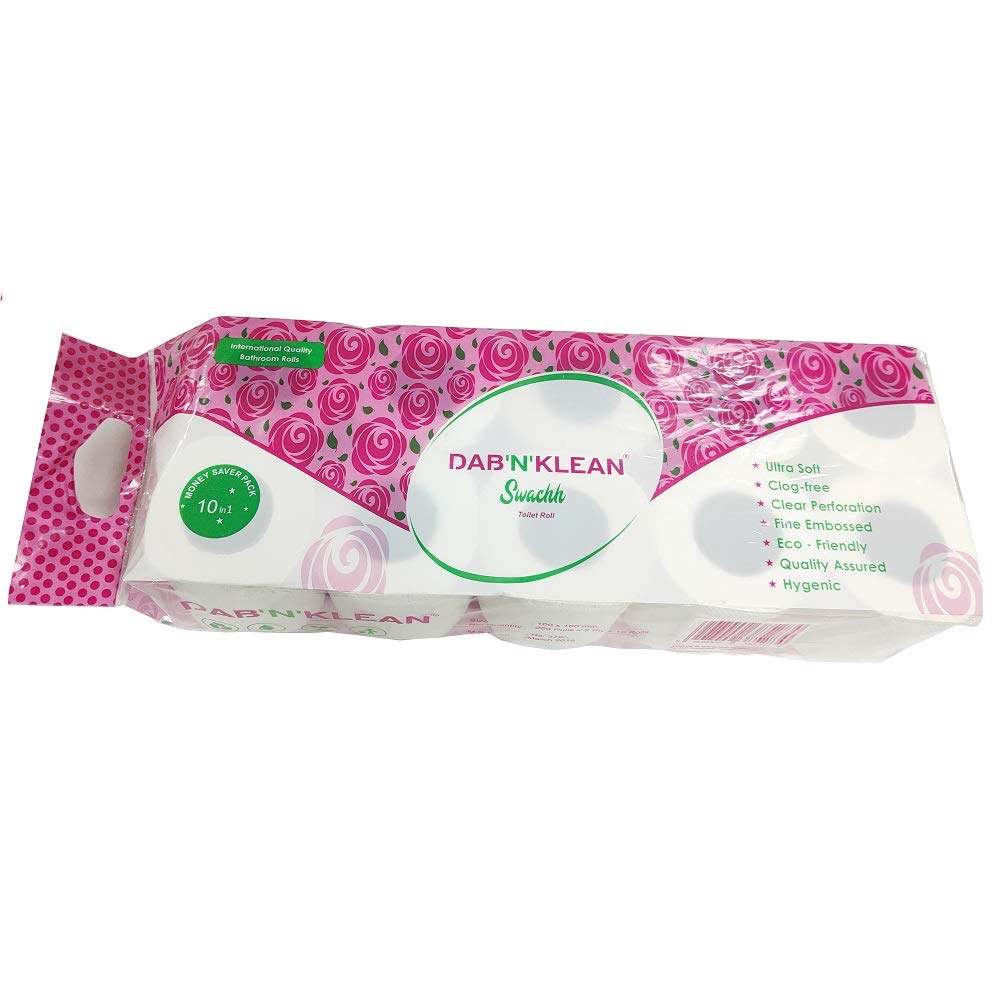 Dab N Klean Toilet Roll Tissue Pack of 10, 250 pulls, 2 PLY : Amazon.in ...
