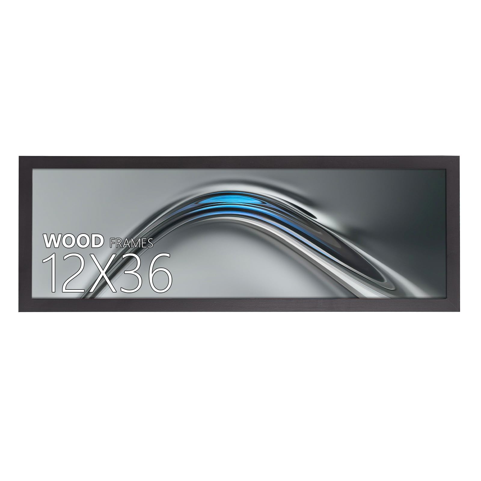 12x36 Poster Picture Frame,Natural Soild Wood Black Picture Frames with ...