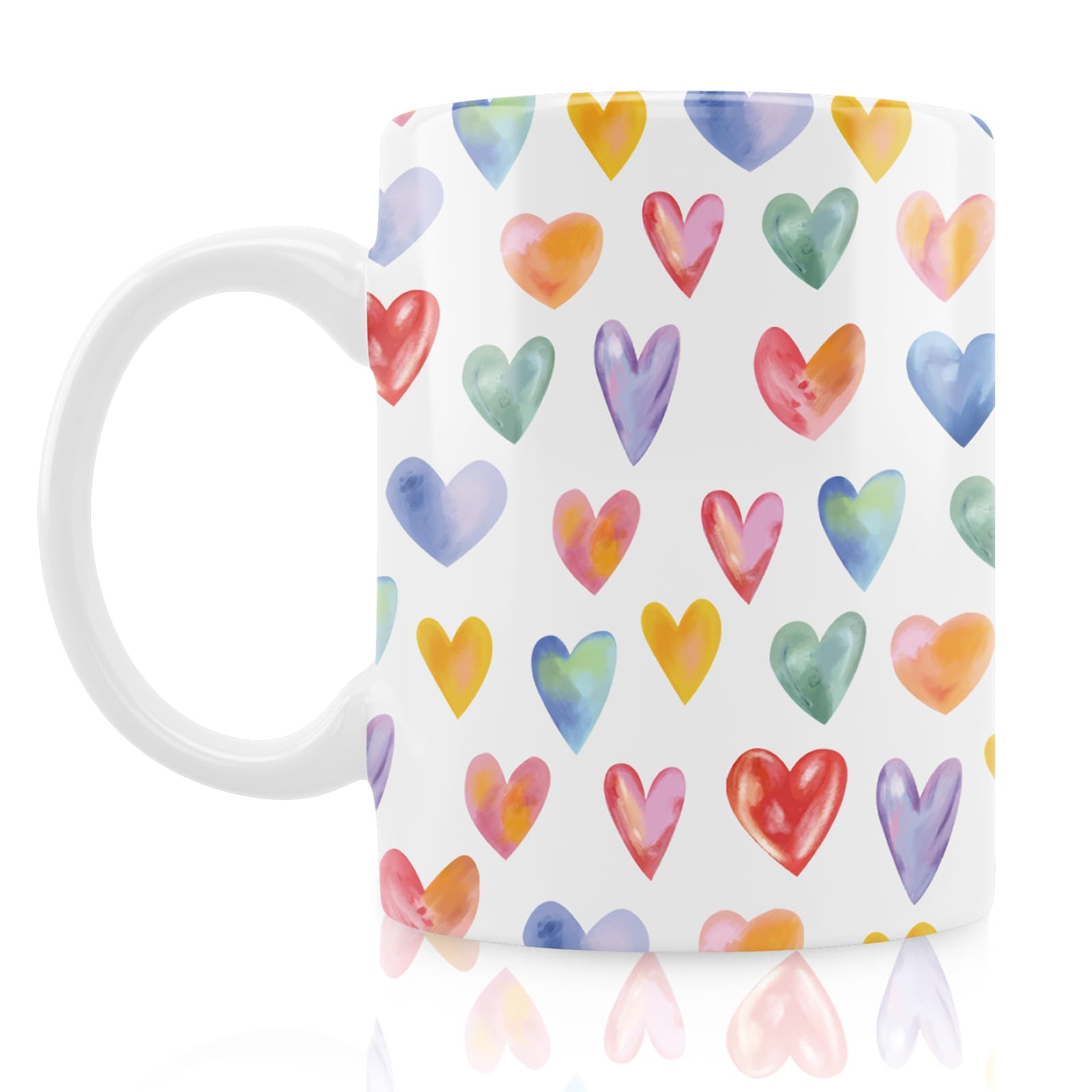 Amazon.com: JarThenaAMCS Valentine's Day Mug Watercolor Hearts Ceramic ...
