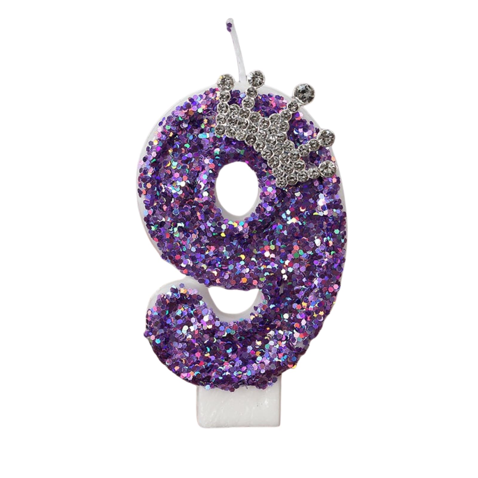 Amazon.com: Purple Crown Birthday Candle 9th Cake Topper Decor Nine ...