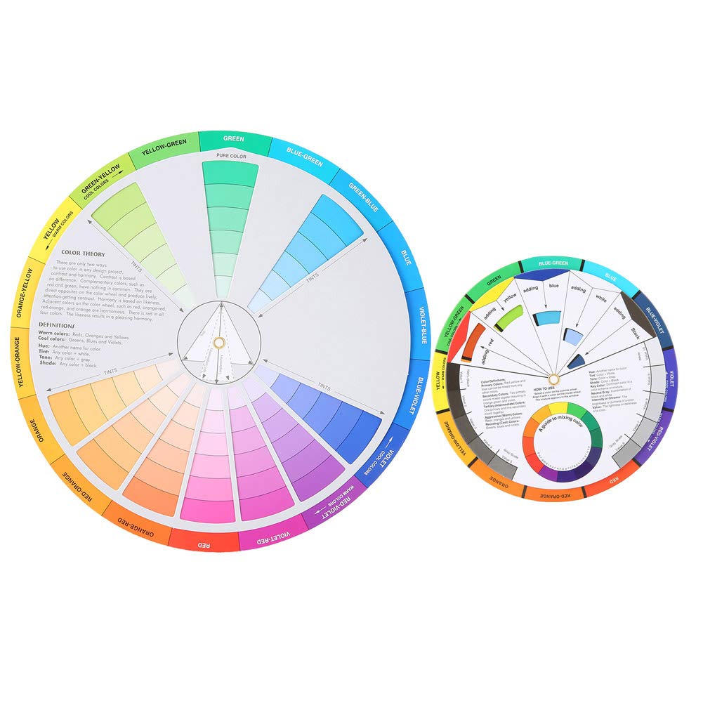 Buy Color Wheel, 2Pcs Tattoo Artist Color Wheel Color Mixing Guides ...