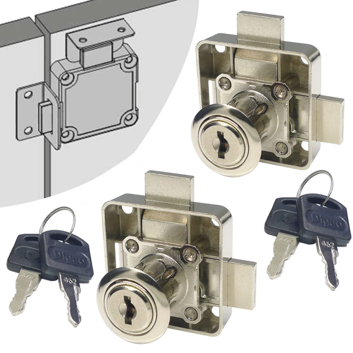 Cabinet Double Door Lock Cabinet Drawer Lock Safety Lock [Keyed Alike ...
