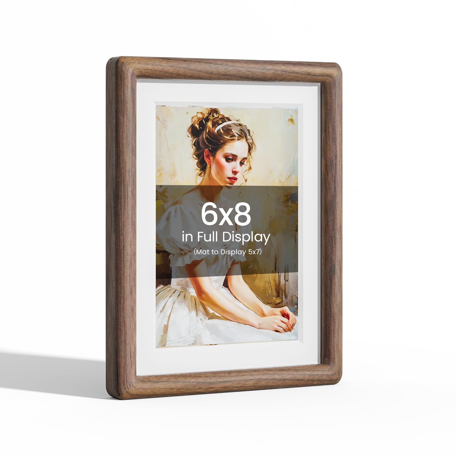 6x8 Picture Frame Natural Walnut Wood From CA-USA with Real Tempered ...