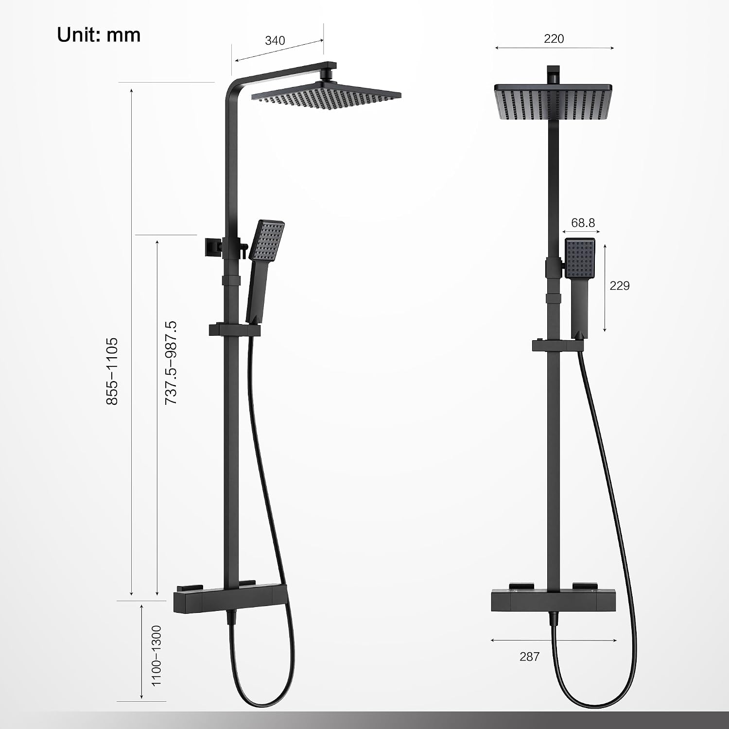 HOMELODY Shower System with Thermostat Black Shower Philippines | Ubuy