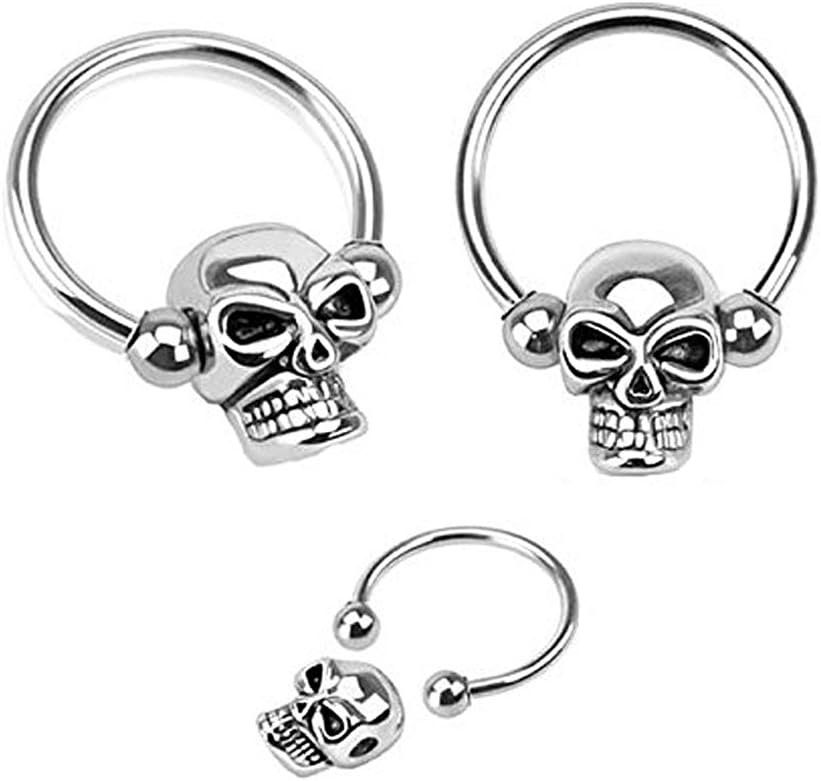 Amazon.com: playful piercings Pair of Skull Skeleton Hypoallergenic ...