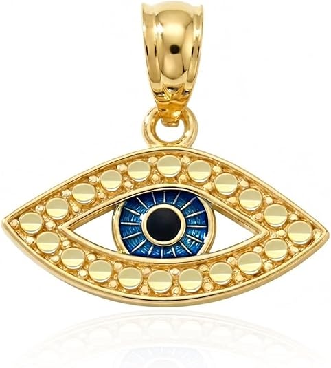 Amazon.com: Charm America - Gold Evil Eye Charm with Enamel - 10 Karat ...