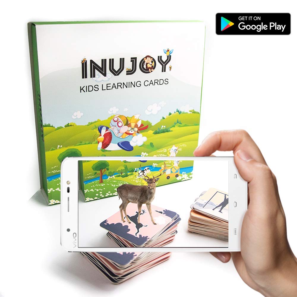 Buy INVJOY AR - Augmented Reality Flash Cards for Kids - Land Animals ...