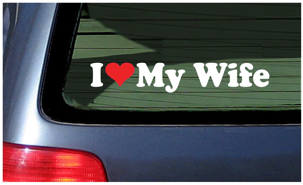 Amazon.com - Stickermatic I Love My Wife Sticker White Letters with Red ...