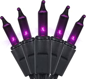 Amazon.com: MULTI-SPARKING Halloween Lights Purple 35 Count ...