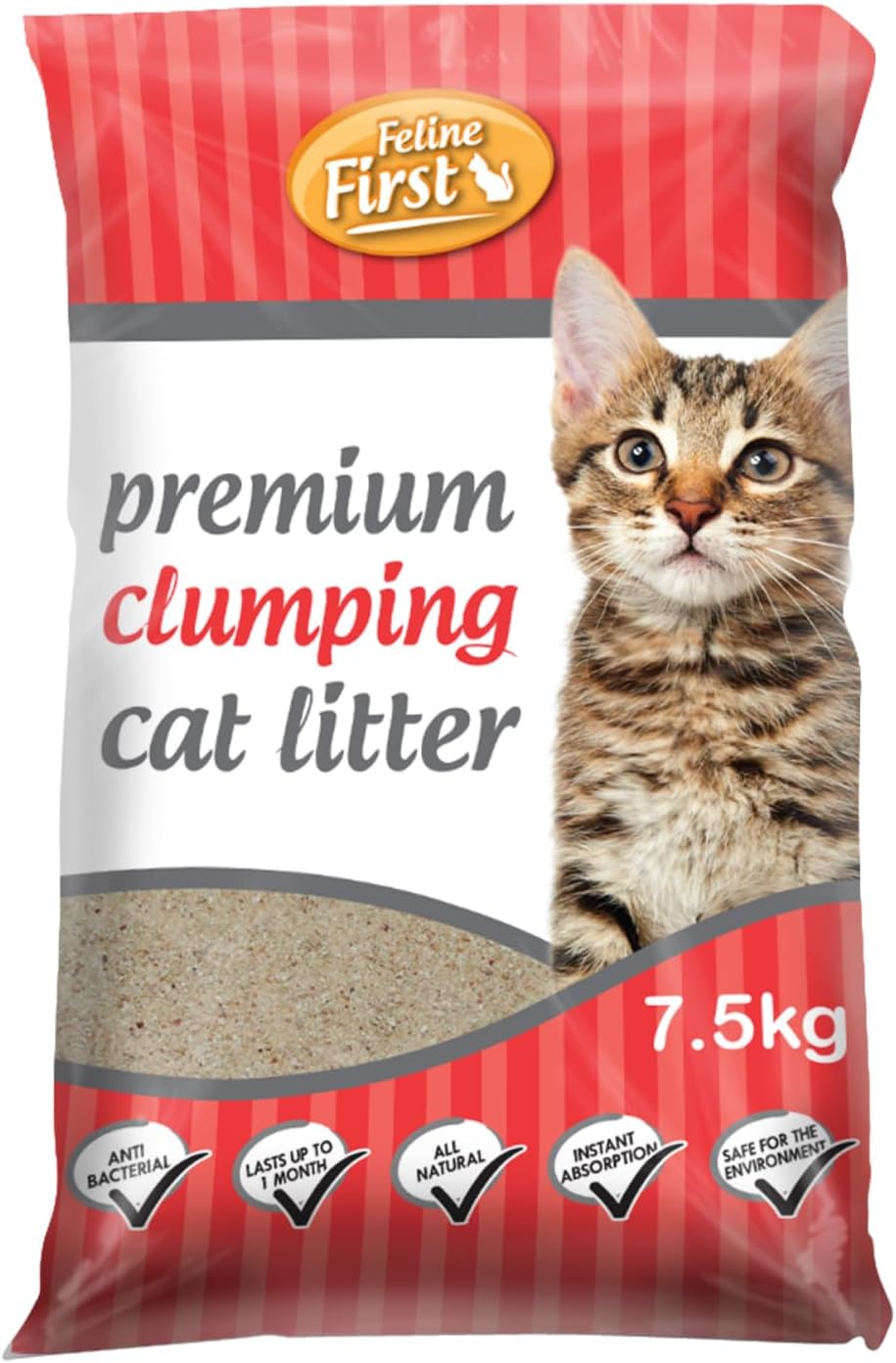 Feline First Clumping Cat Litter, 7.5kg - Rapid Liquid Absorption, Low ...