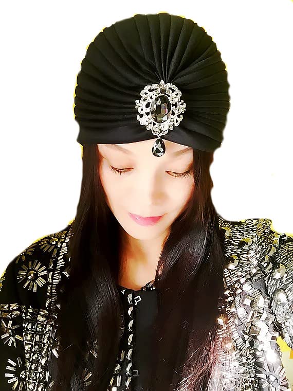 Amazon.com: Gray Gem Black Turban,Women Turban,Full Turban,Turban ...
