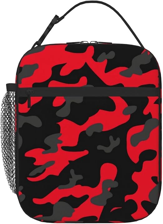 Amazon.com: HKHEHOP Red And Black Camo Camouflage Lunch Bag Insulated Reusable Lunch Box Lunch ...