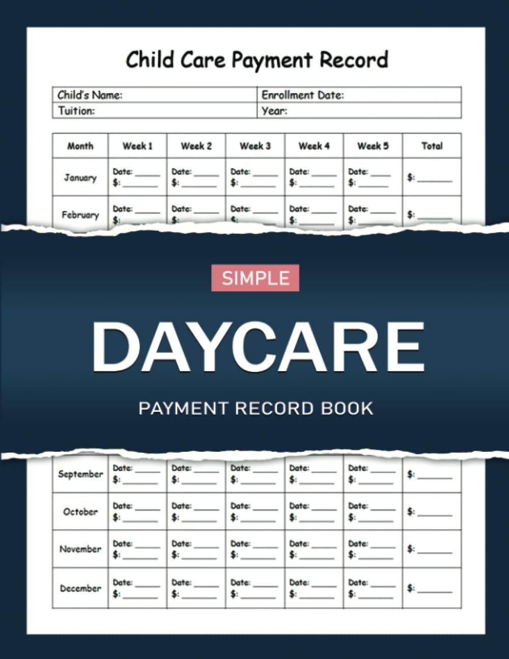 Amazon.com: Daycare Payment Record Book: Child Care Payment Record ...