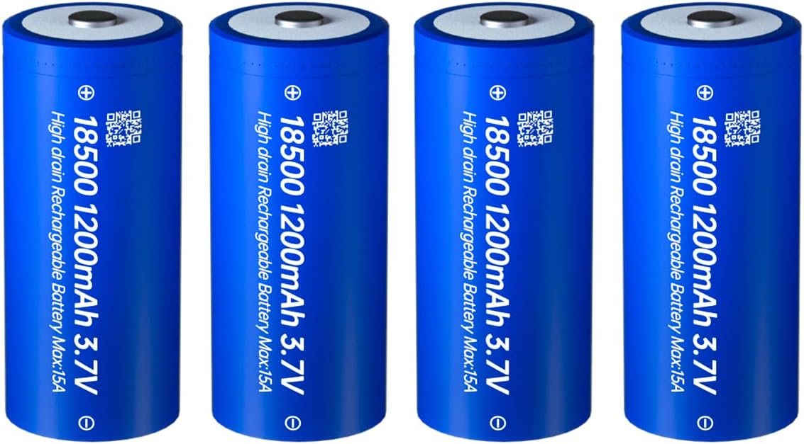 Amazon.com: Taken 18500 Rechargeable Batteries, 3.7V 1500mAh Li-ion IMR ...