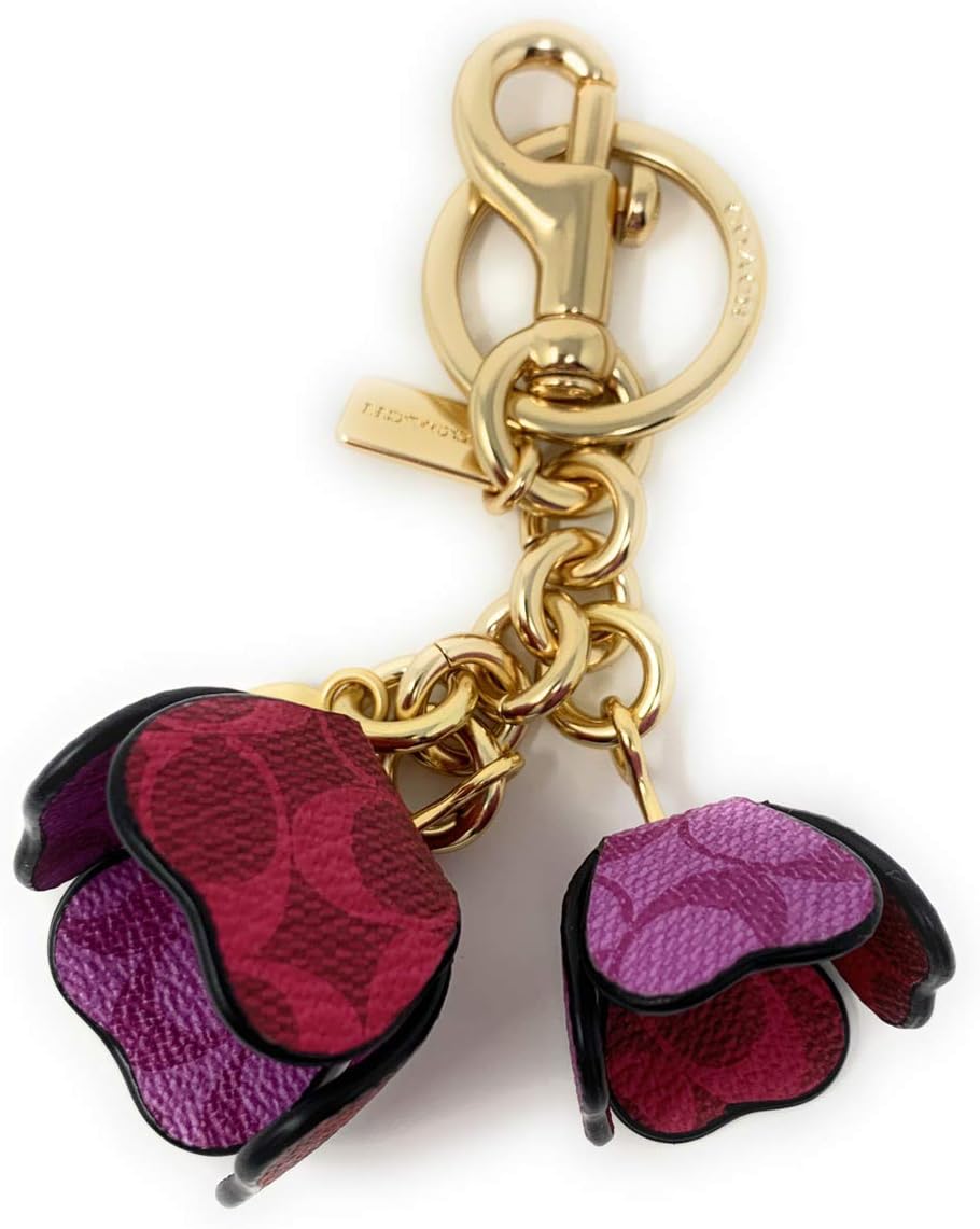 Coach Signature Tea Rose Bag Charm Key Chain Magenta 90020 at Amazon ...