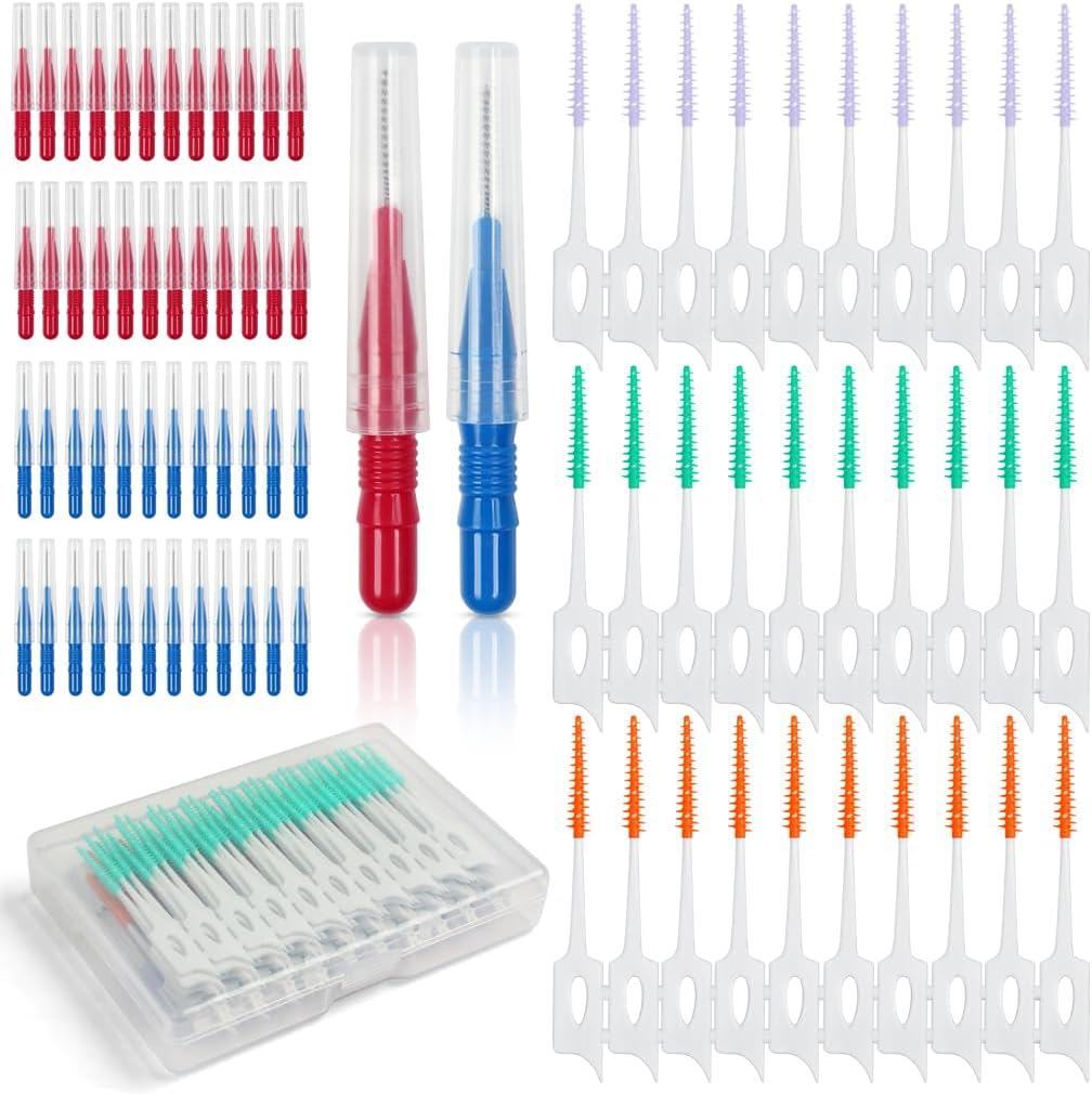 50pcs Interdental Brushes and 180pcs Tooth Floss Picks，Silicone Dental ...