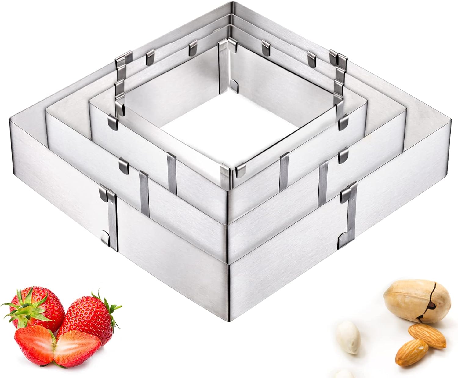 Amazon.com: YOUEON 4 Pack Square Cake Molds Ring Adjustable from 6" to ...