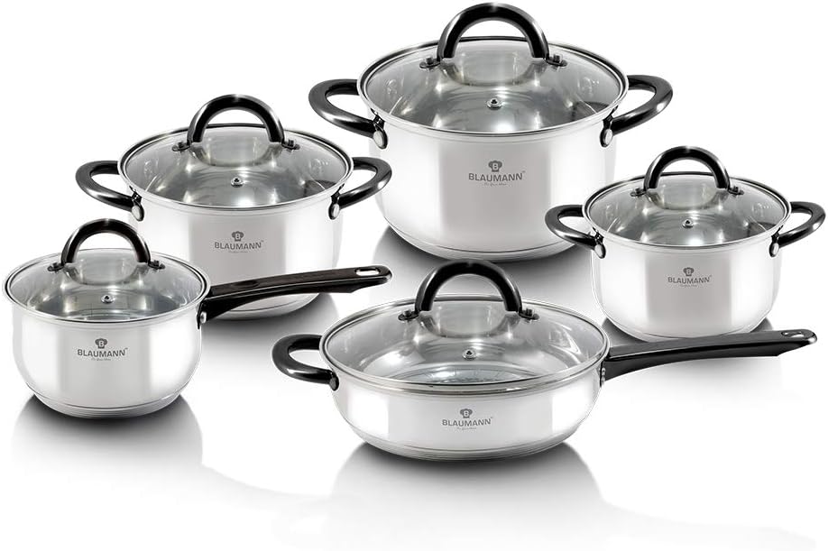 Berlinger Haus Kitchen Stainless Steel with Black Gourmet Line Cookware ...