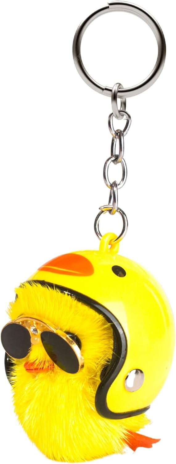 Amazon.com: Yellow Duck Keychains, Pom Pom Cute Funny Fluffy Fuzzy ...
