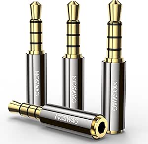 MOSWAG 3.5mm Male to 2.5mm Female Audio Adapter(4 Pack), 2.5mm Female to 3.5mm Male Gold Plated ...