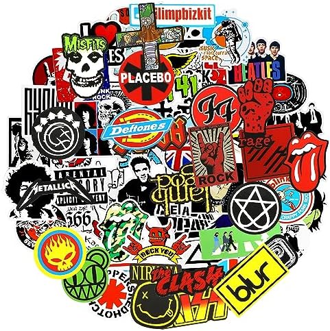 BDSHUNBF 100 Pcs Band Stickers, Trendy Music Stickers, Rock and Roll ...