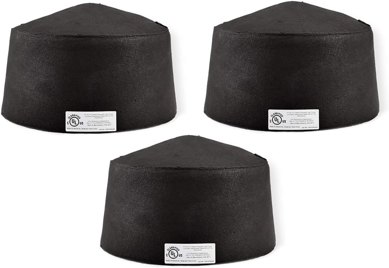 Tenmat FF109-300 One Hour UL Fire Rated Recessed Light Cover, Black ...