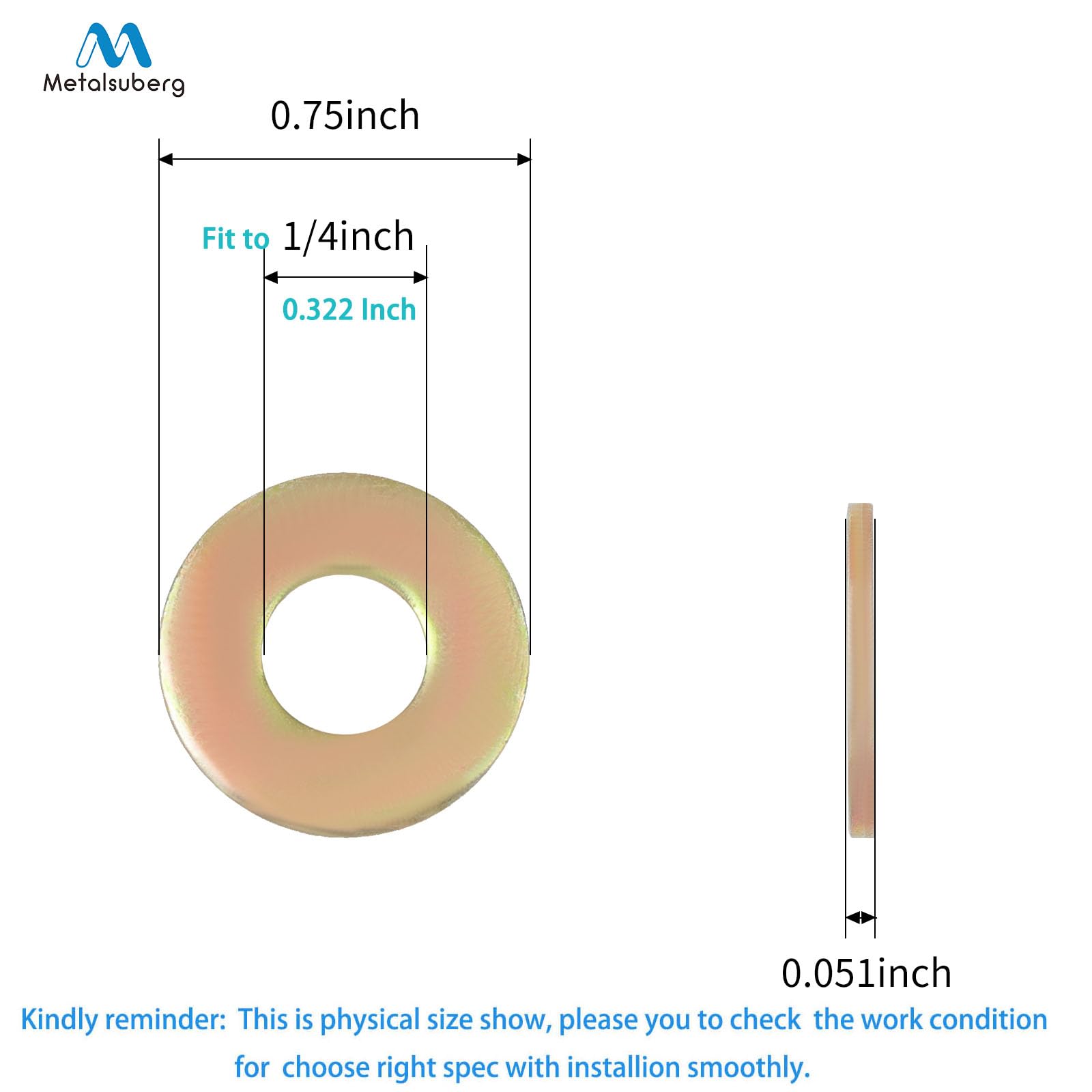 Snapklik.com : 1/4" Large Size Flat Thick Fender Washer,Low Carbon ...